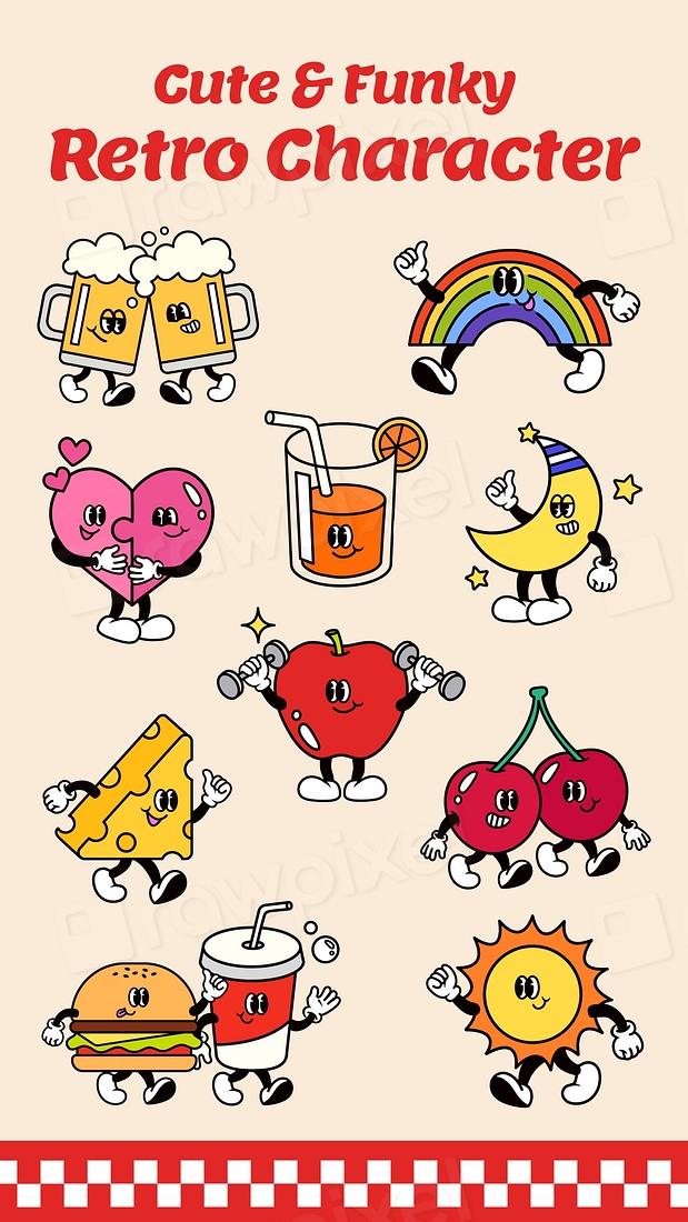 Retro character design element set | Premium Photo - rawpixel