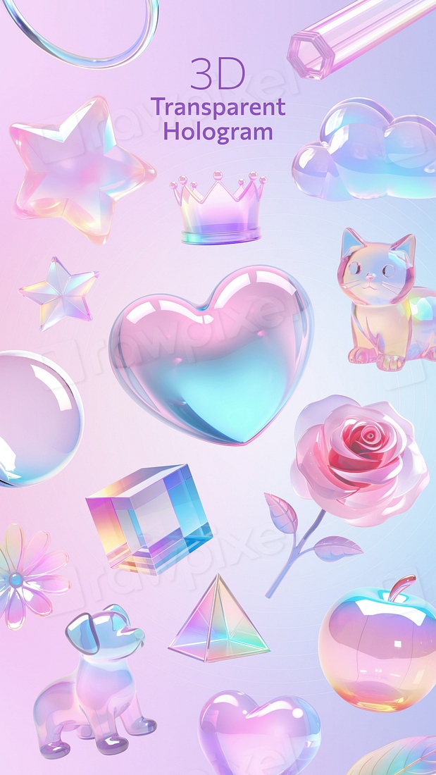 3D transparent holographic shape design | Premium Photo - rawpixel