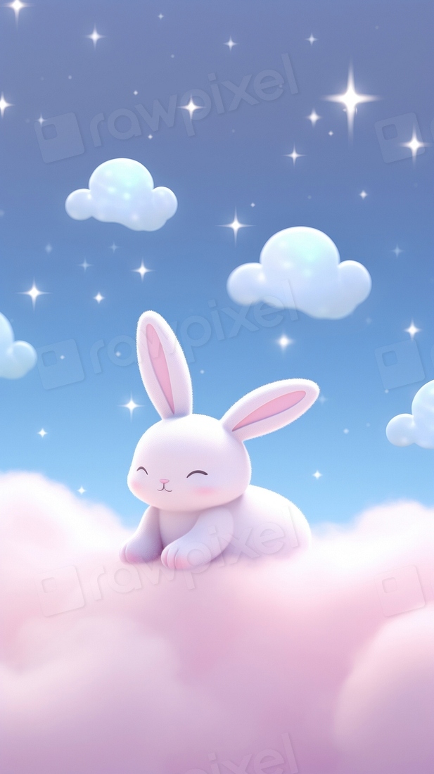 Rabbit dreamy wallpaper outdoors cartoon | Free Photo Illustration ...