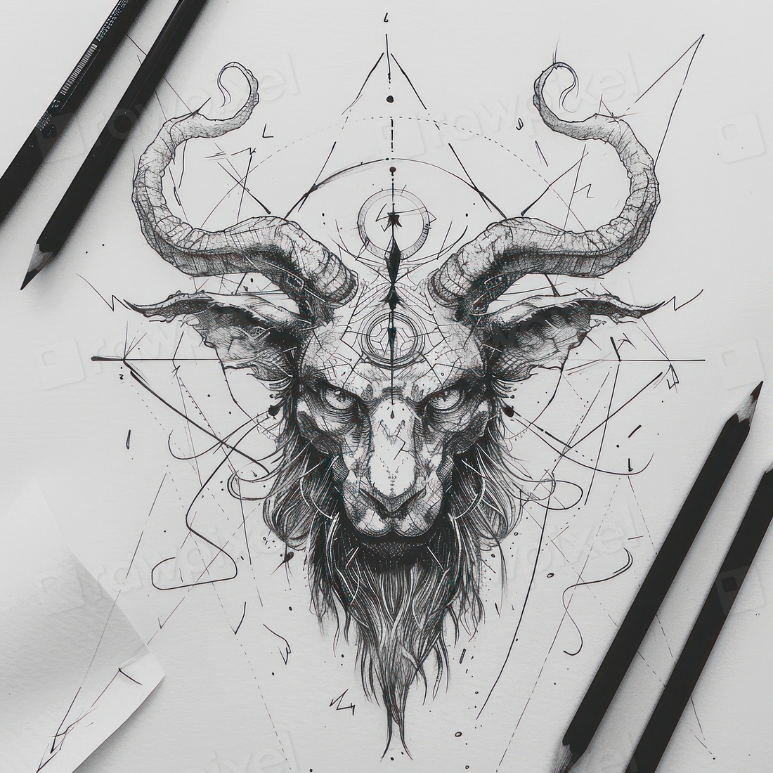 Satan drawing sketch art. | Free Photo Illustration - rawpixel