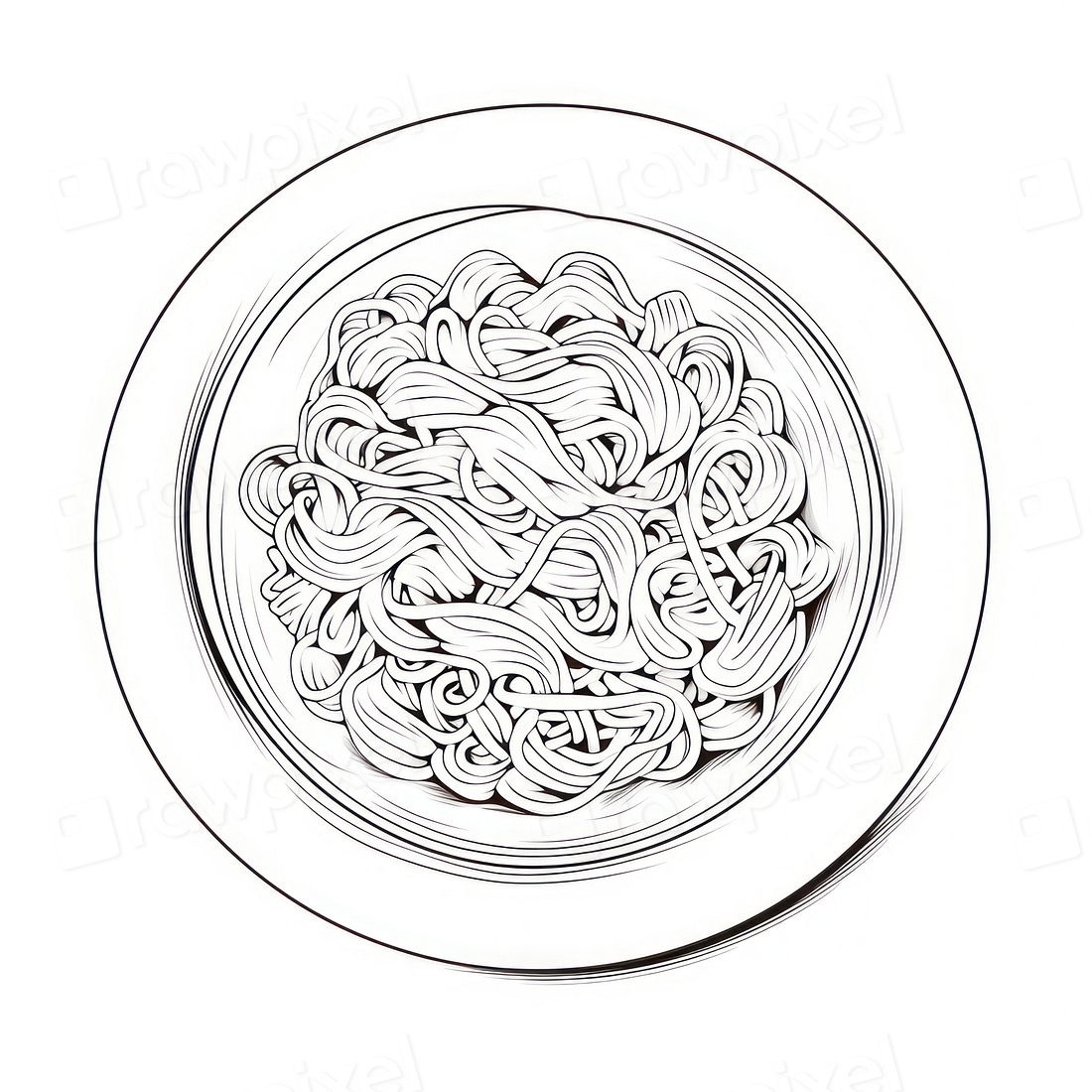 Pasta outline sketch drawing plate | Premium Photo Illustration - rawpixel