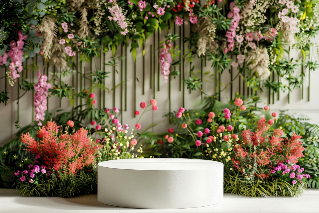 Product podium spring flower garden | Premium Photo - rawpixel