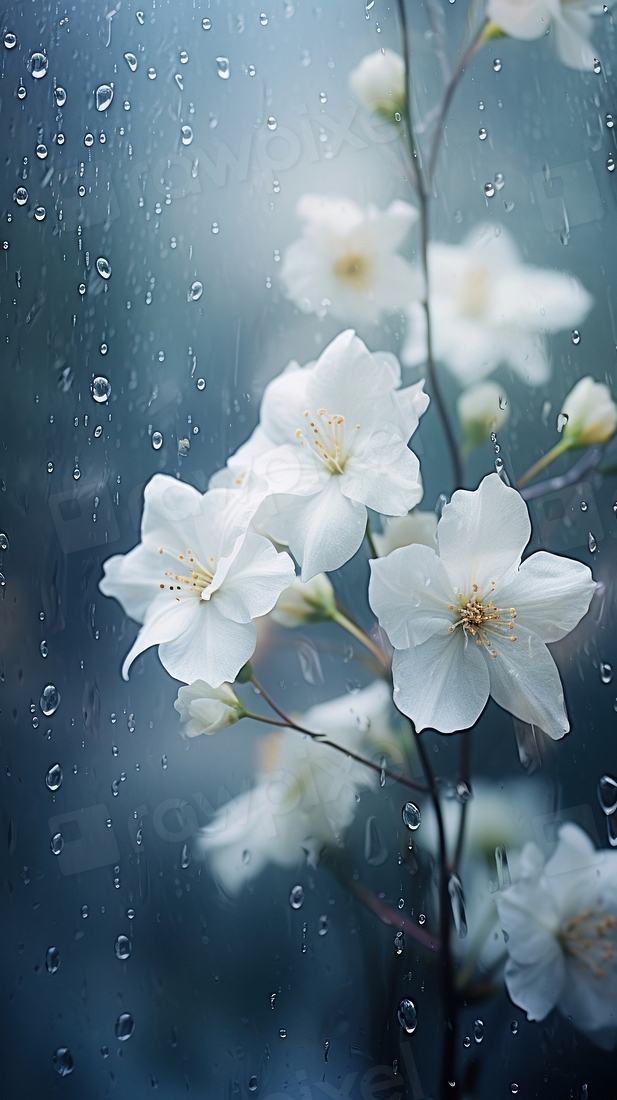 Rain scene flowers outdoors blossom | Premium Photo - rawpixel