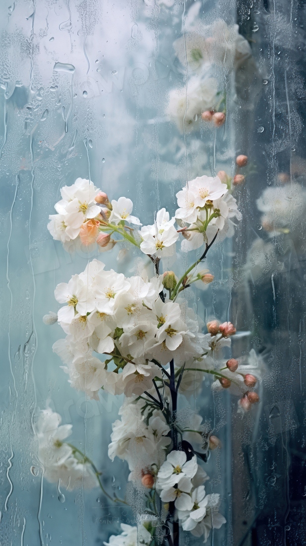 Rain scene flowers painting blossom | Premium Photo - rawpixel