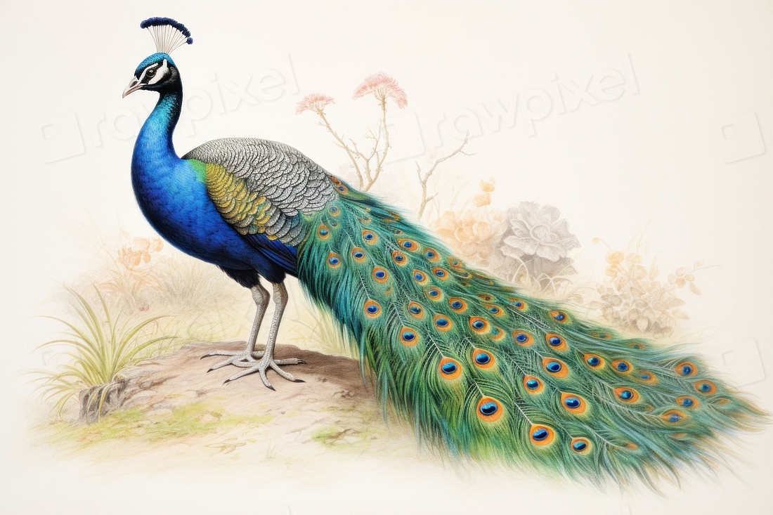 Painting peacock drawing animal bird | Premium Photo Illustration ...