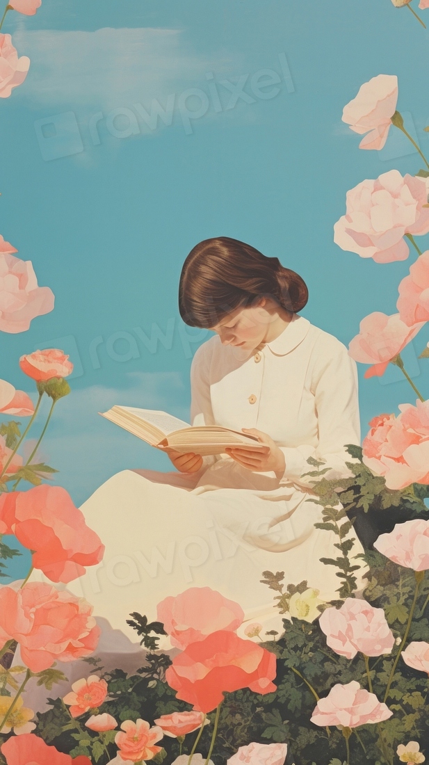 Art painting reading flower. | Free Photo Illustration - rawpixel