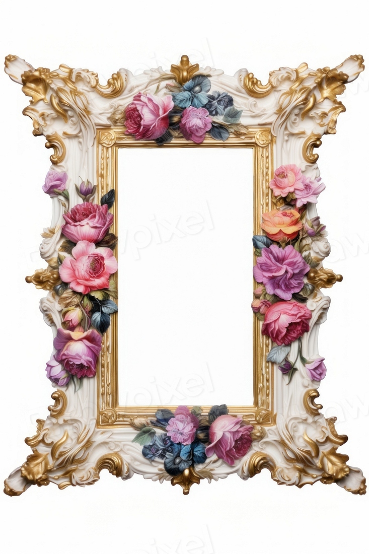 Floral Renaissance frame vintage flower | Free Photo - rawpixel