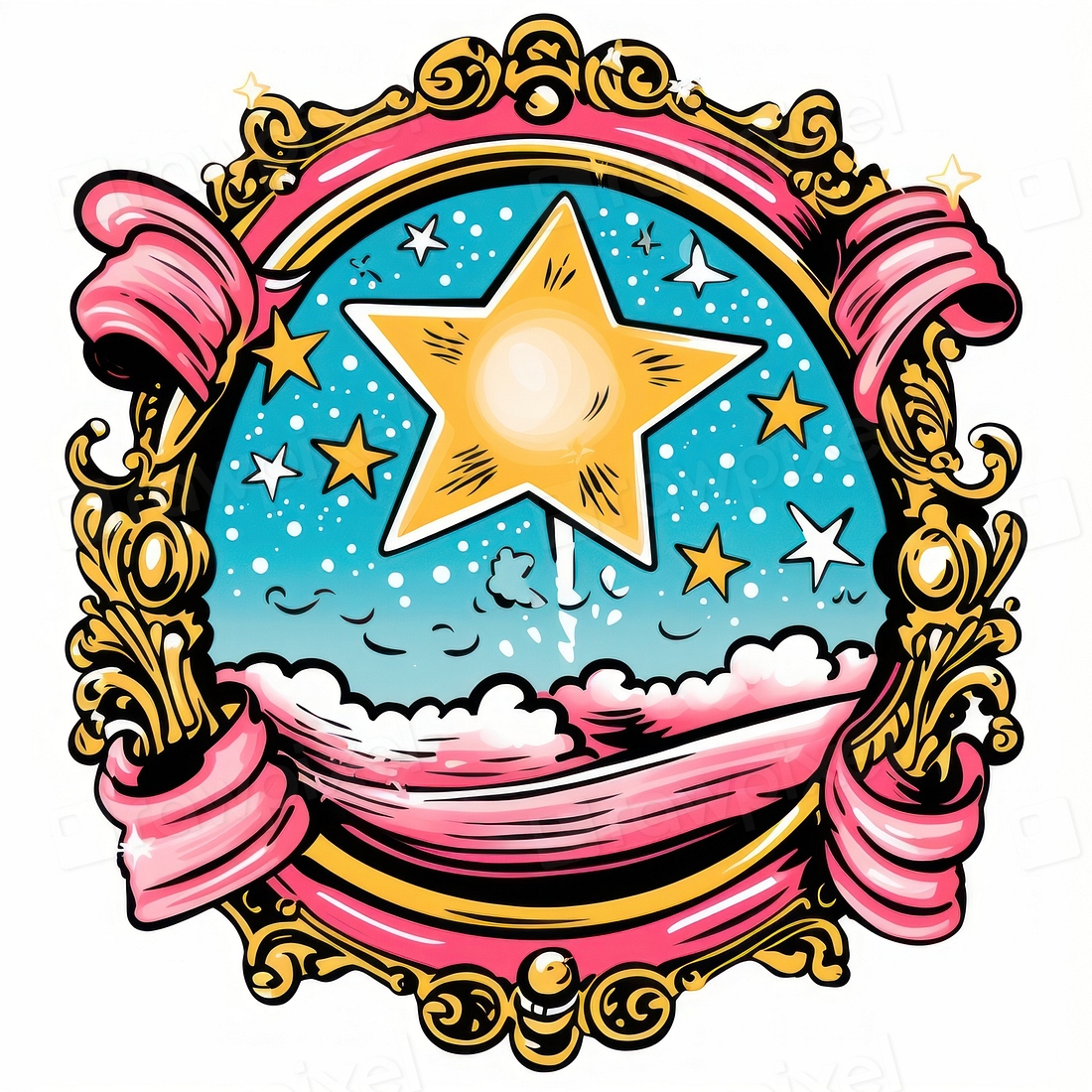 Shooting star printable sticker creativity | Premium Photo Illustration ...