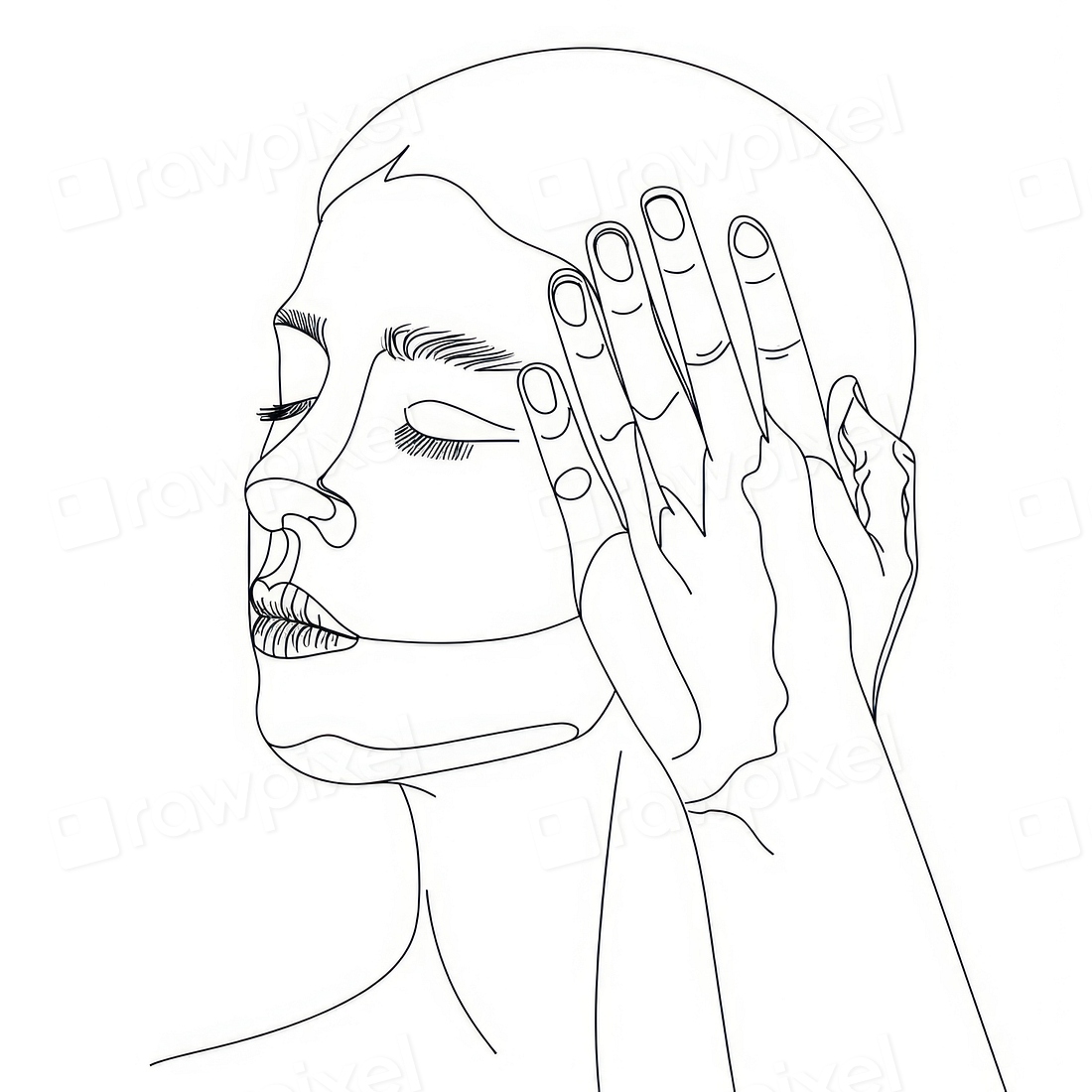 Person touching face sketch drawing | Premium Photo Illustration - rawpixel