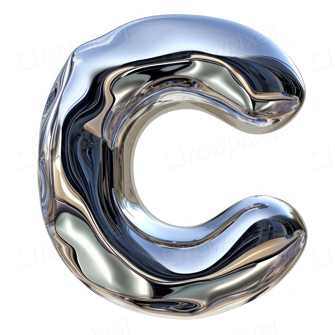 Alphabet C letter silver curve | Free Photo Illustration - rawpixel