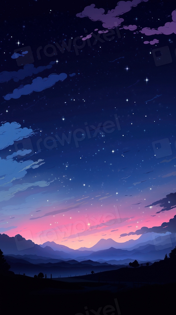 Midnight sky landscape outdoors horizon. | Premium Photo Illustration ...