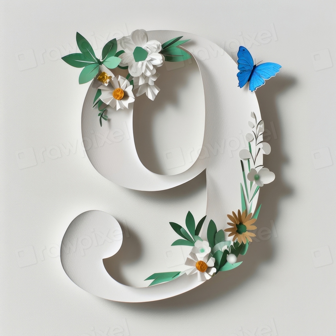 Letter number 9 font flower | Free Photo - rawpixel