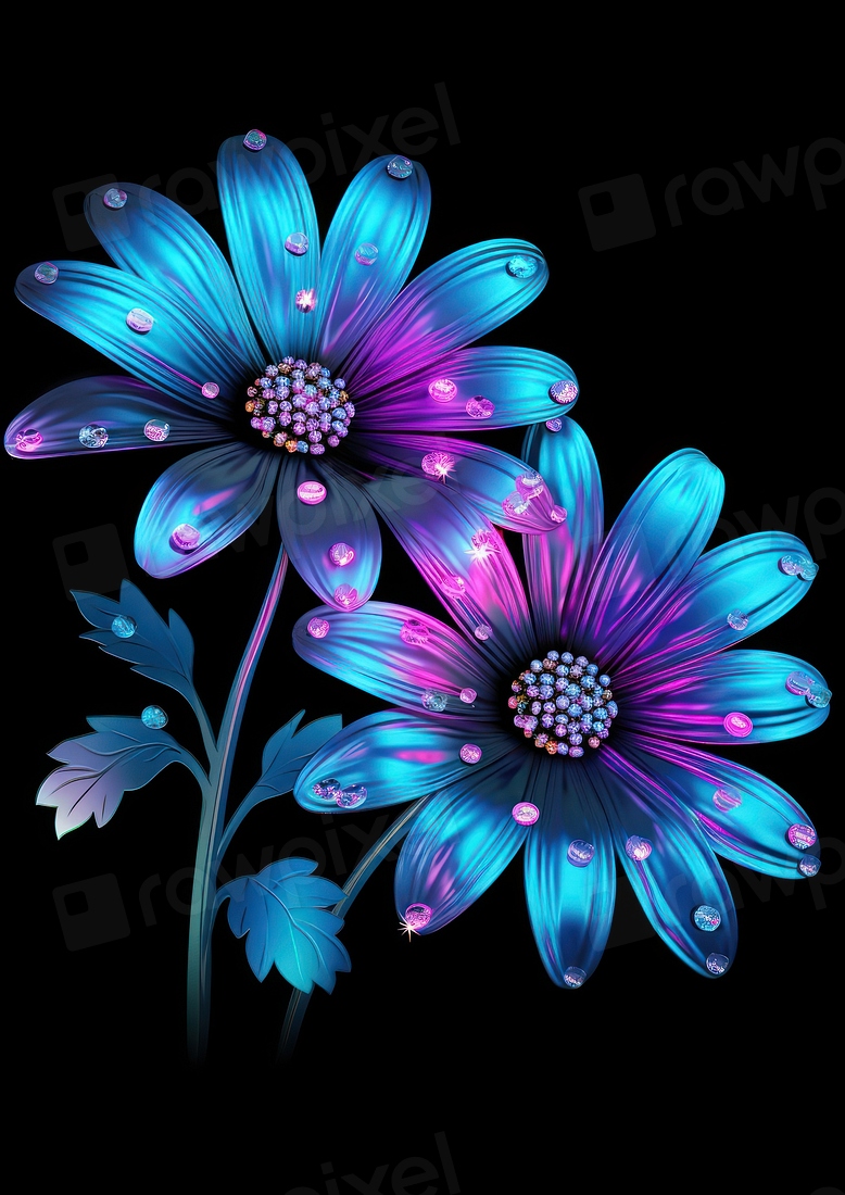 Neon daisy flower violet plant. | Premium Photo Illustration - rawpixel