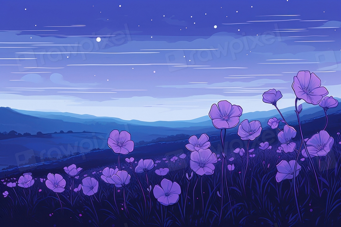 Flowers flower purple landscape | Free Photo Illustration - rawpixel
