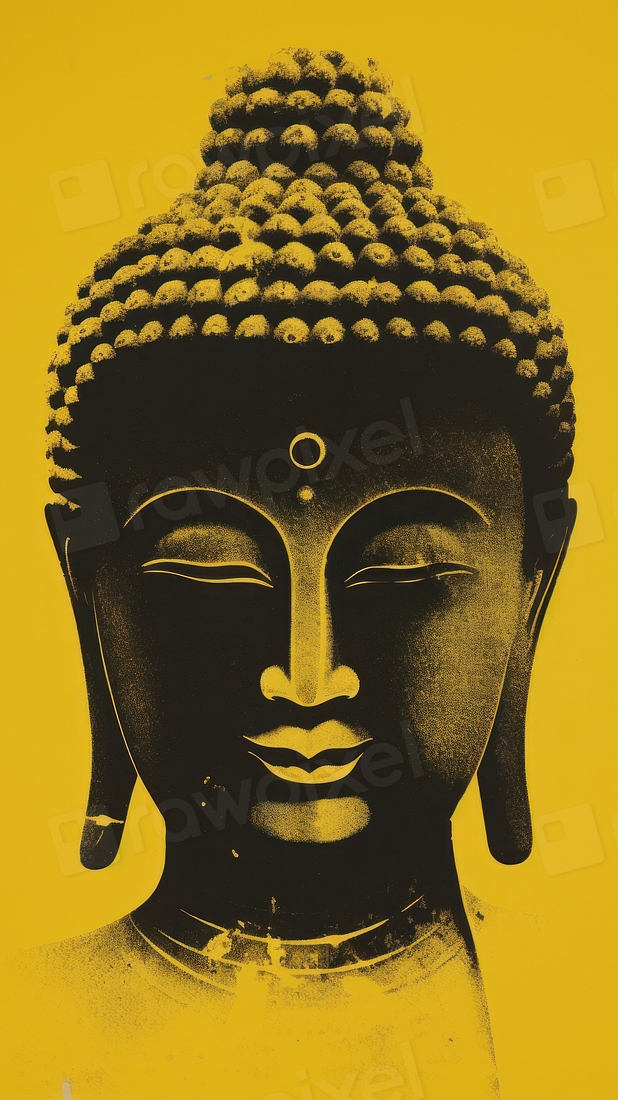 Buddha statue yellow art representation. | Premium Photo Illustration ...