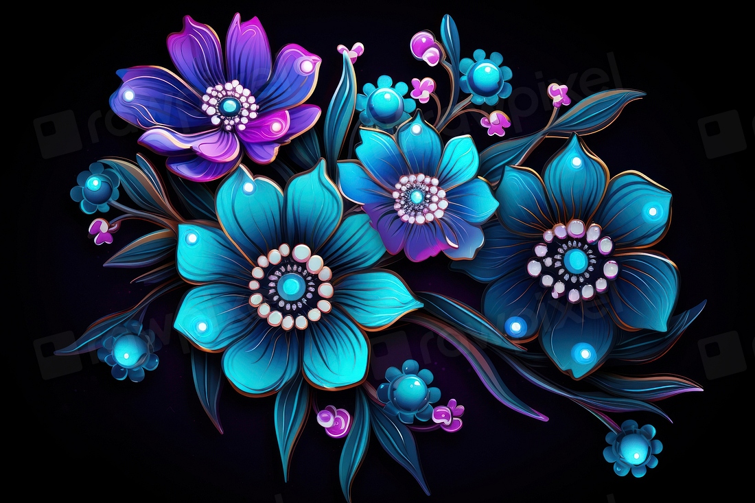 Neon flowers pattern inflorescence accessories. | Premium Photo ...