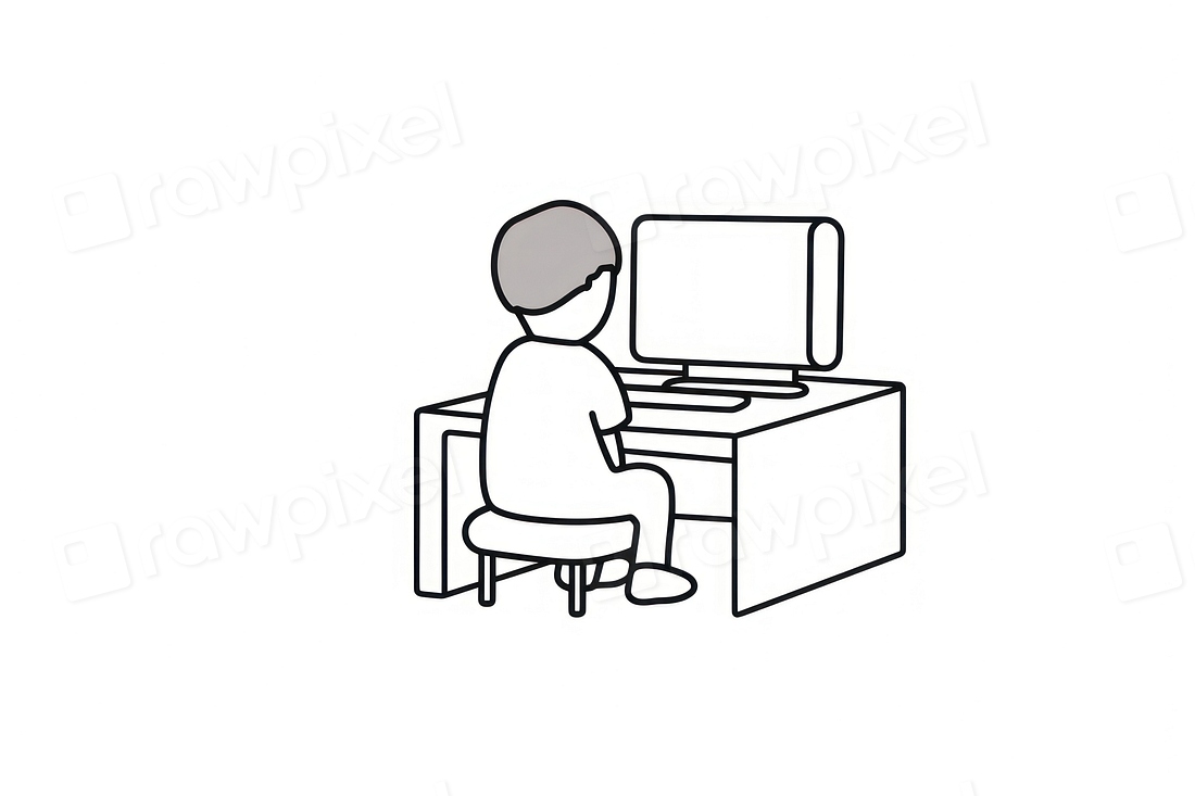 Boy using computer drawing cartoon | Free Photo Illustration - rawpixel