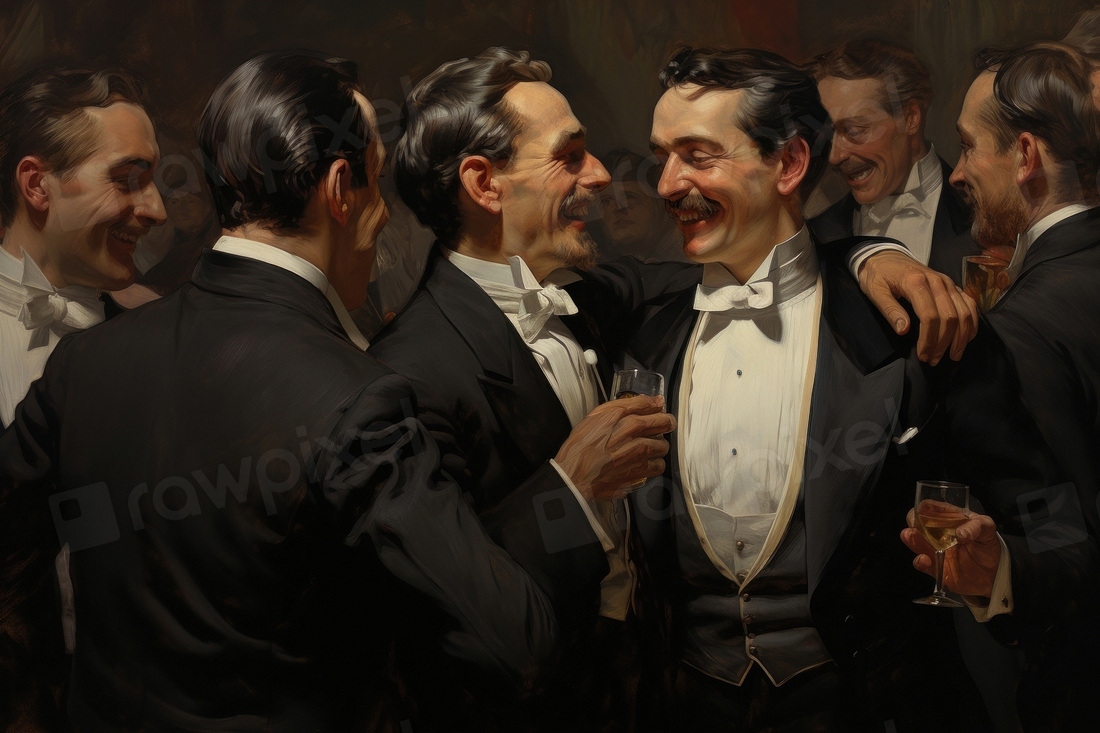 Businessmen laughing portrait painting tuxedo. | Free Photo ...