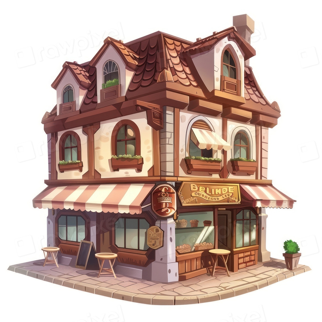 Cartoon Bakery architecture building house. | Premium Photo ...