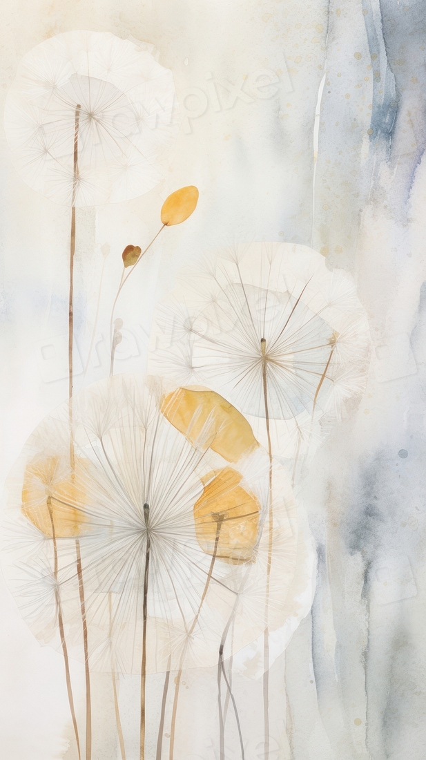 Dandelion abstract painting flower. | Free Photo Illustration - rawpixel