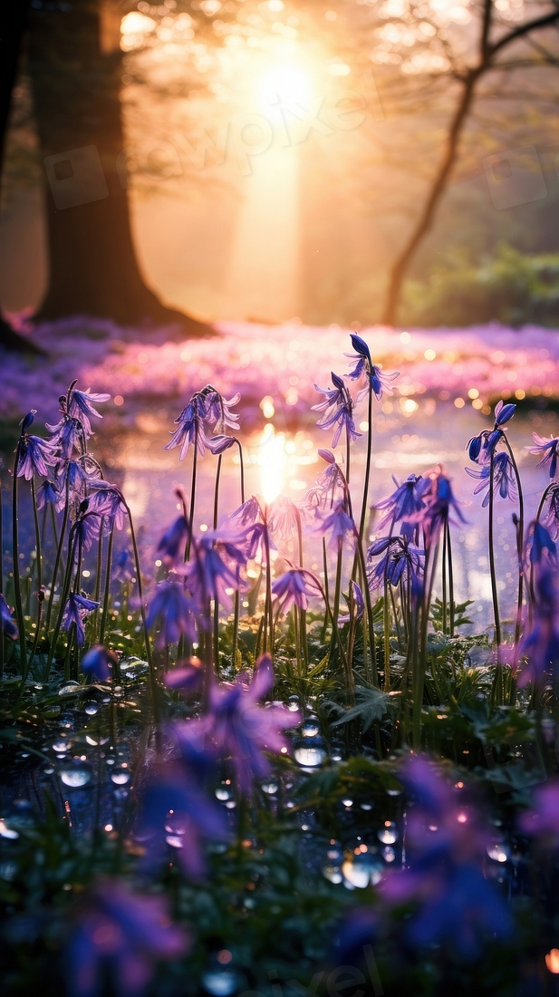 Bluebells flower sun reflection | Premium Photo - rawpixel