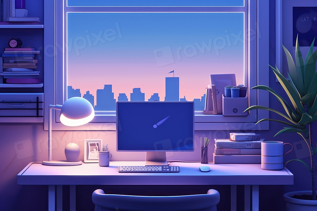 Work station furniture computer lighting | Free Photo Illustration ...