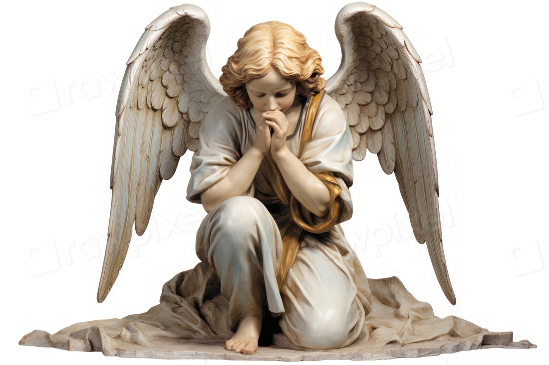 Adoring kneeling angel statue adult | Premium Photo Illustration - rawpixel
