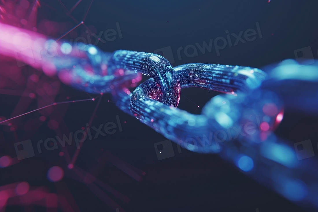 Blockchain technology illuminated futuristic cyberspace. | Premium ...