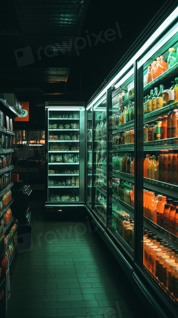 grocery store refrigerator supermarket architecture. | Premium Photo ...