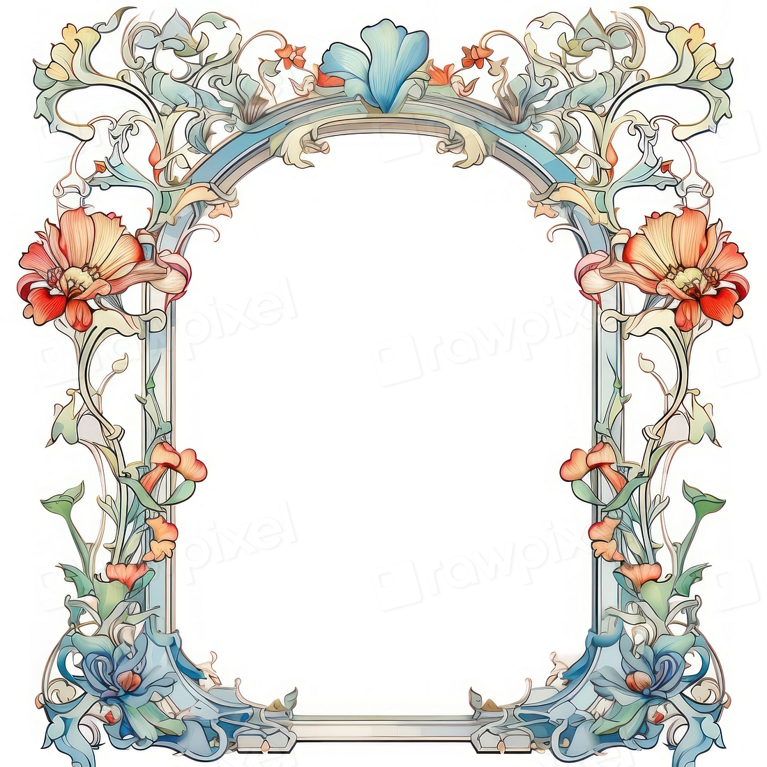 Arch art nouveau Floral pattern | Premium Photo Illustration - rawpixel