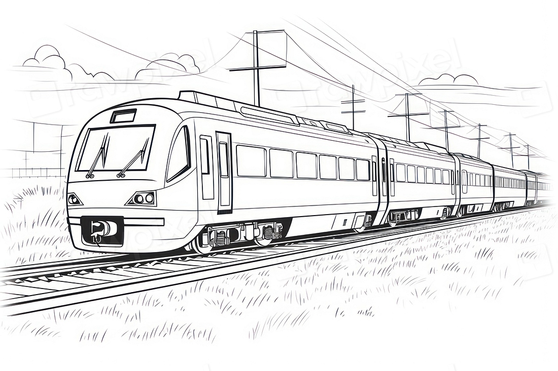 Train sketch vehicle railway | Free Photo Illustration - rawpixel