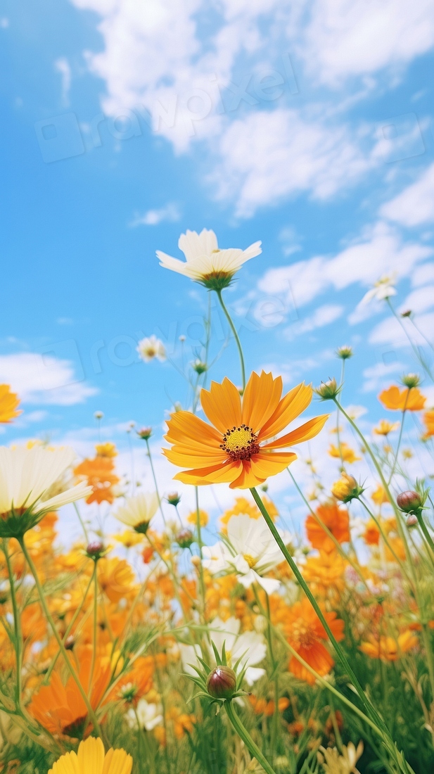Flower field sky landscape outdoors. | Premium Photo - rawpixel