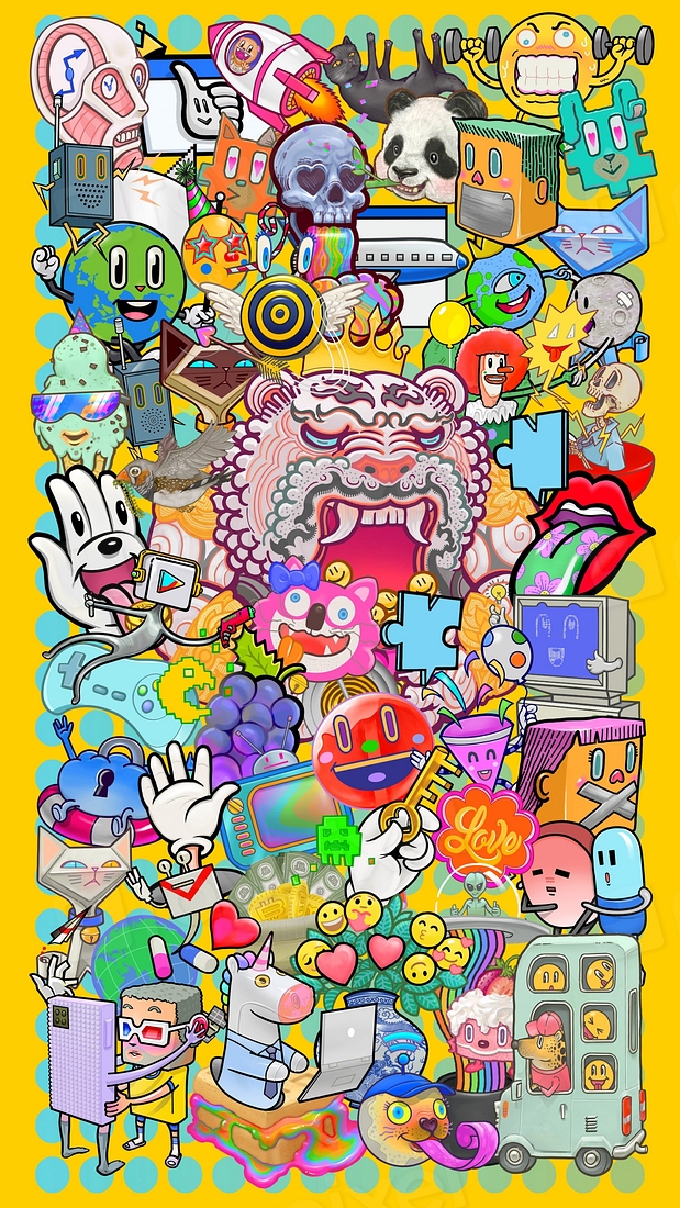 Funky abstract cartoon iPhone wallpaper, | Premium Photo Illustration ...