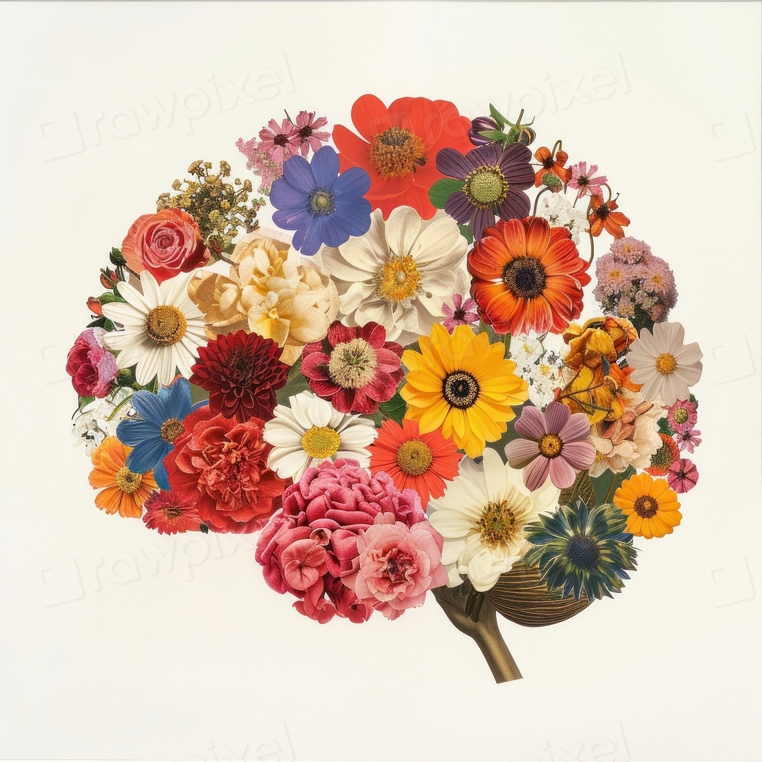 Half illustration brain flower pattern | Free Photo Illustration - rawpixel
