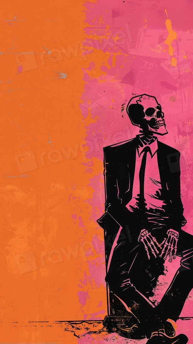 Silkscreen paper skeleton businessman painting | Free Photo ...