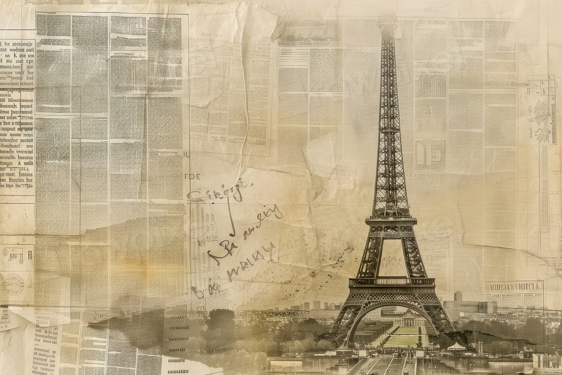 Paris ephemera border architecture drawing | Premium Photo Illustration ...