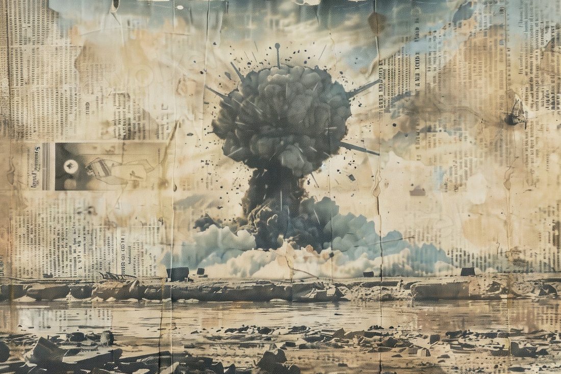 Atomic bomb ephemera border backgrounds | Premium Photo Illustration ...