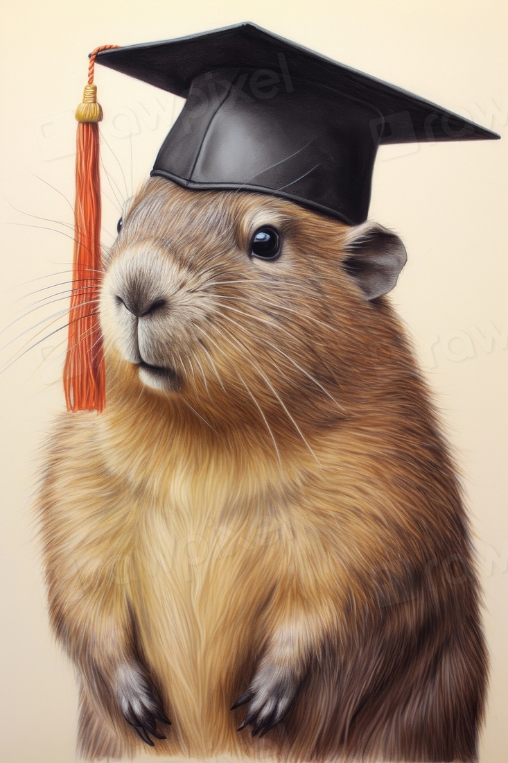Capybara character Graduation graduation wildlife | Premium Photo ...