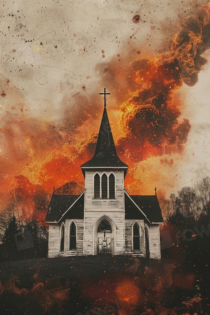 satanism church architecture building fire. | Premium Photo ...