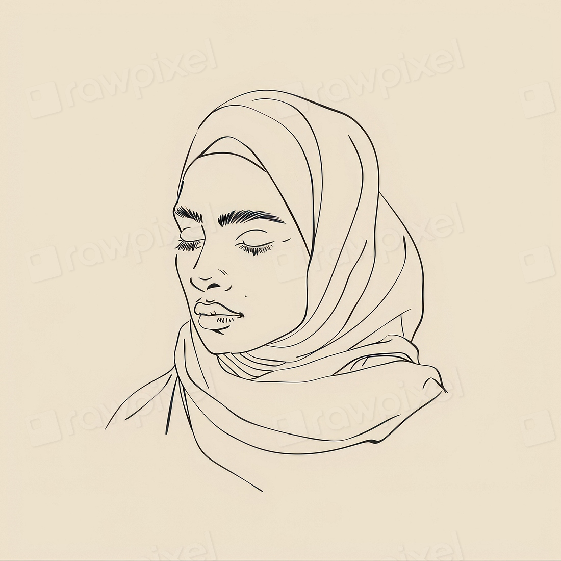 Muslim woman sketch drawing art. | Free Photo Illustration - rawpixel