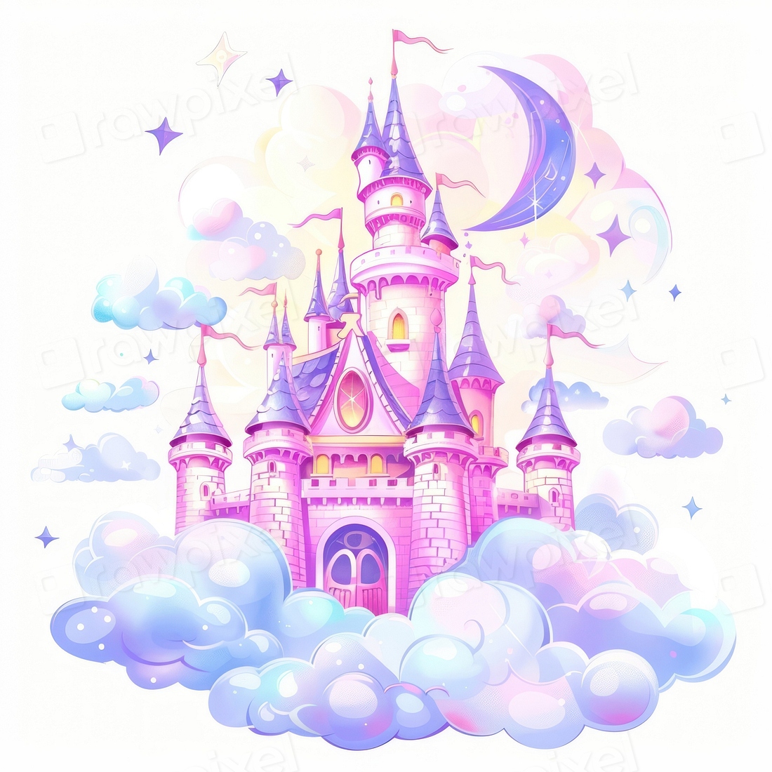 Cartoon princess castle illustrated chandelier | Free Photo ...