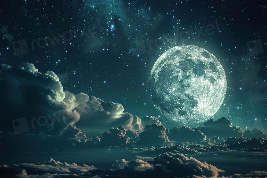 Huge detailed full moon night | Free Photo - rawpixel