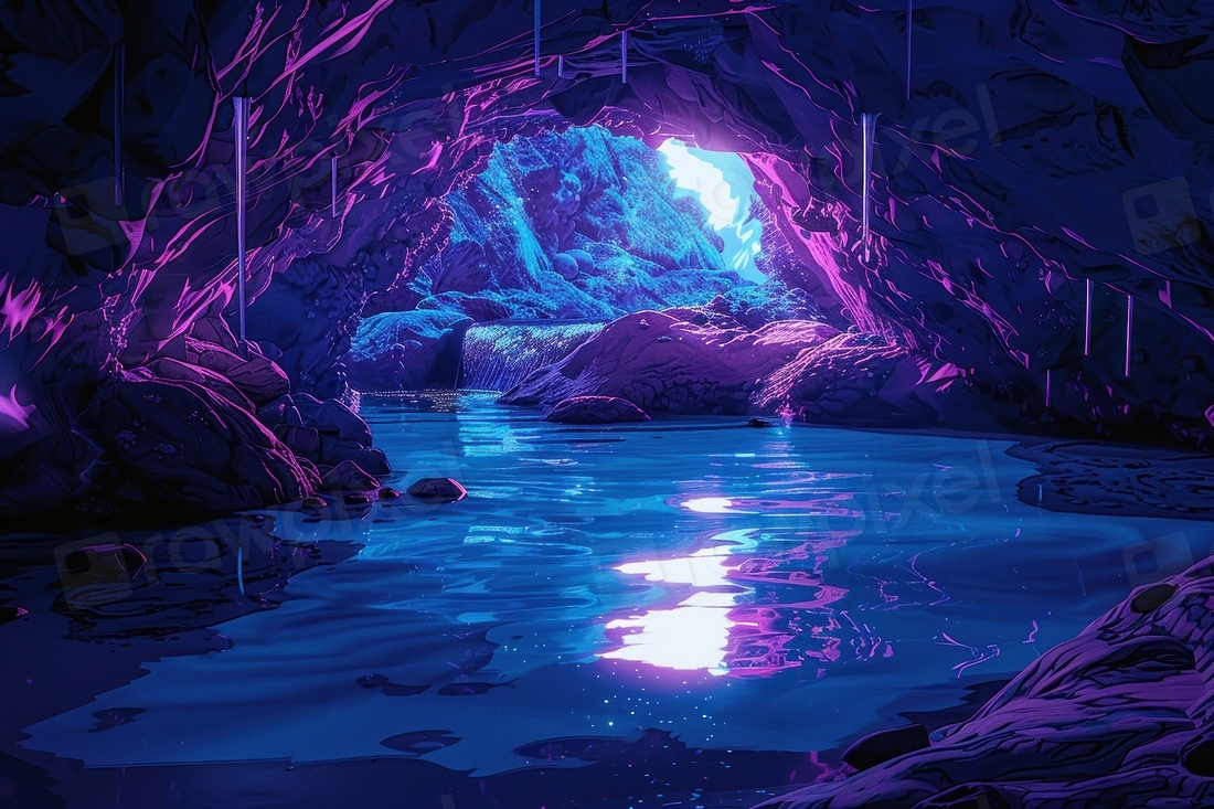 Underwater cave purple outdoors nature. | Premium Photo Illustration ...