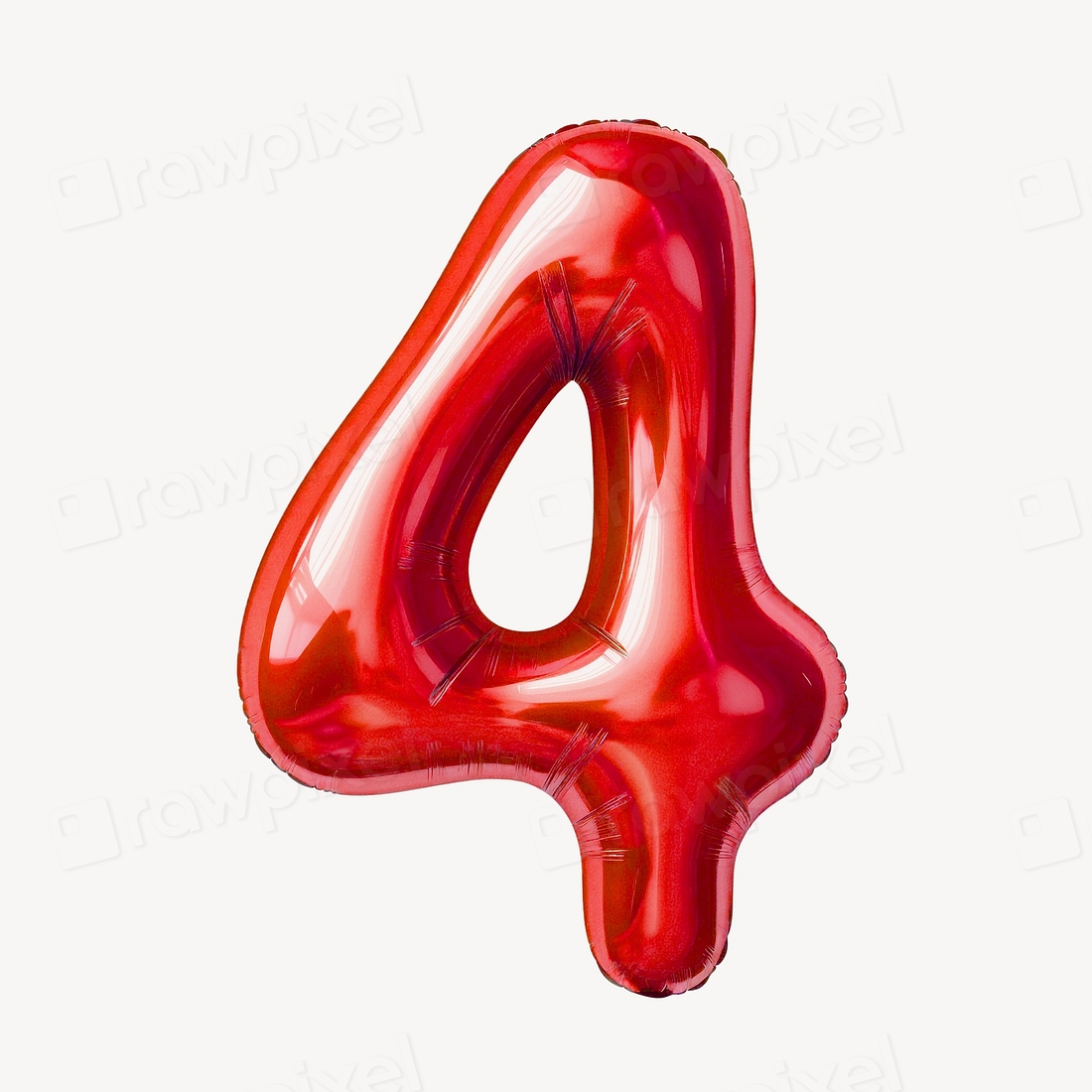 Number 4 red 3D balloon | Free Photo Illustration - rawpixel