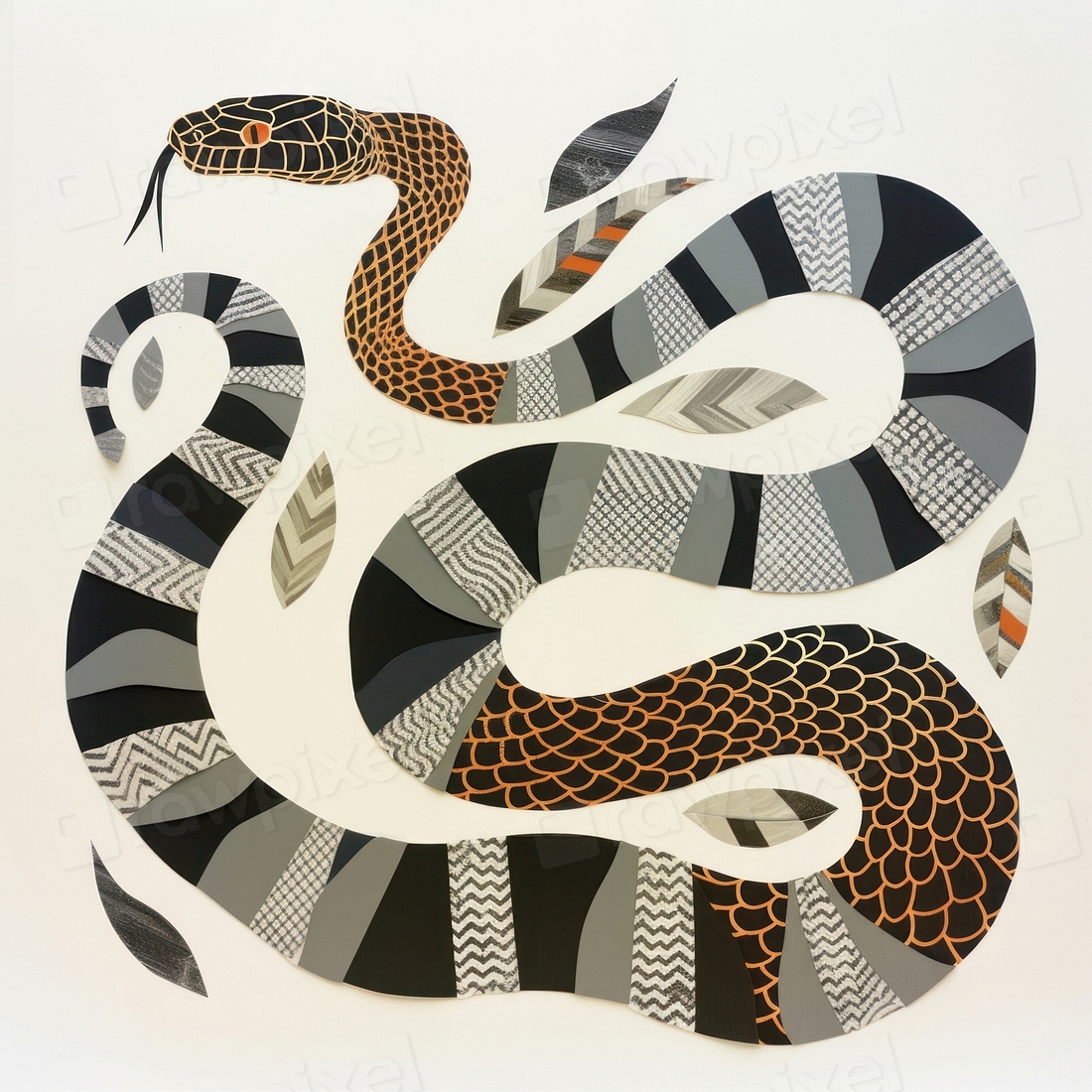 Snake retro paper collage illustration | Premium Photo Illustration ...
