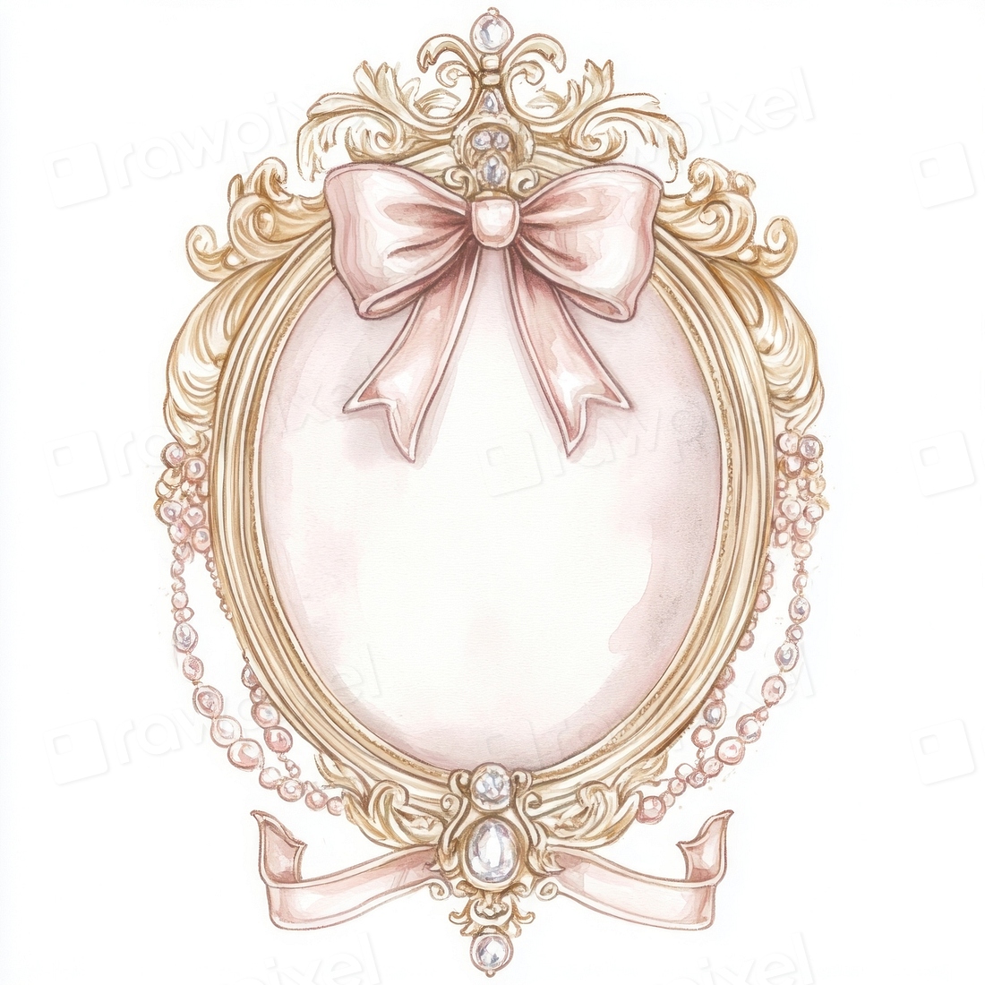 Oval frame illustration vintage pearl. | Free Photo Illustration - rawpixel