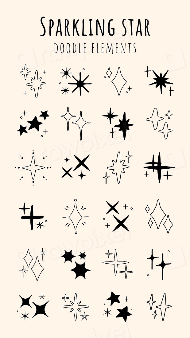 Collection sparkling star doodles. Star | Premium Vector Illustration - rawpixel