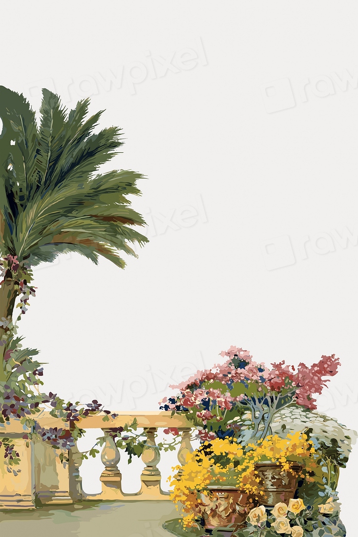 Sanremo balcony border vintage artwork, | Free Vector - rawpixel