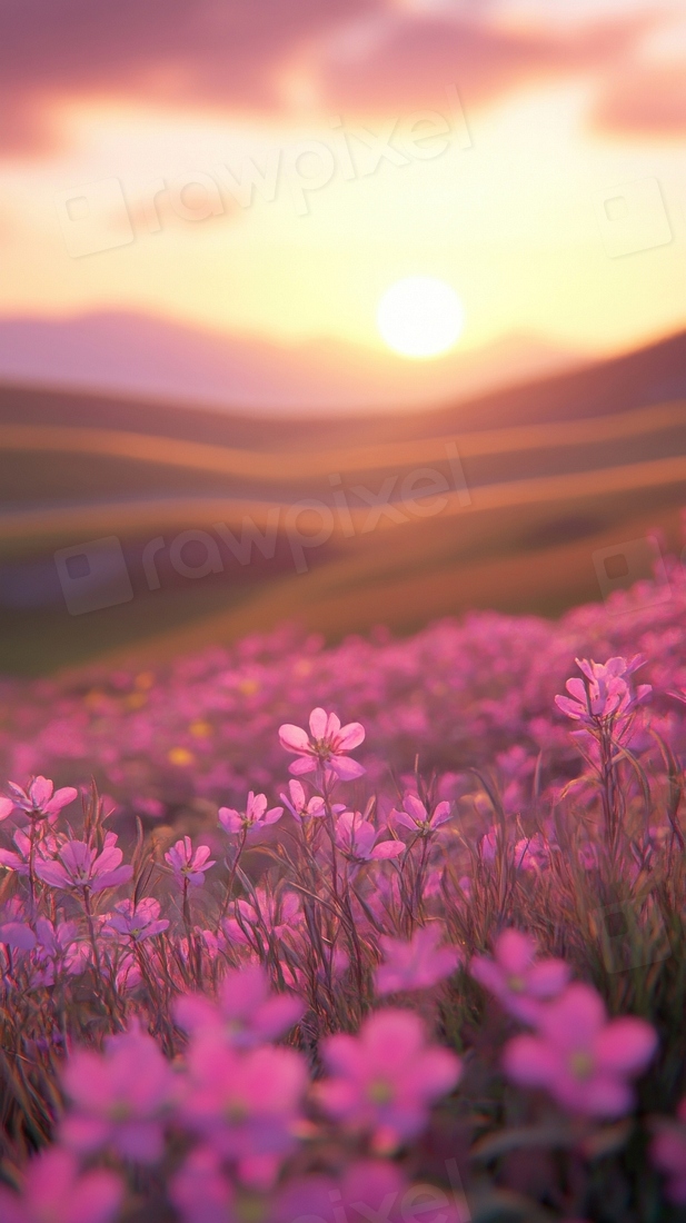 Pink flower sunset flowers landscape | Free Photo - rawpixel