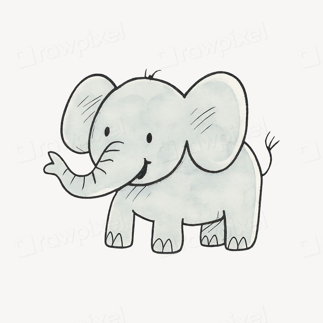 Cute cartoon elephant illustration | Free Photo Illustration - rawpixel